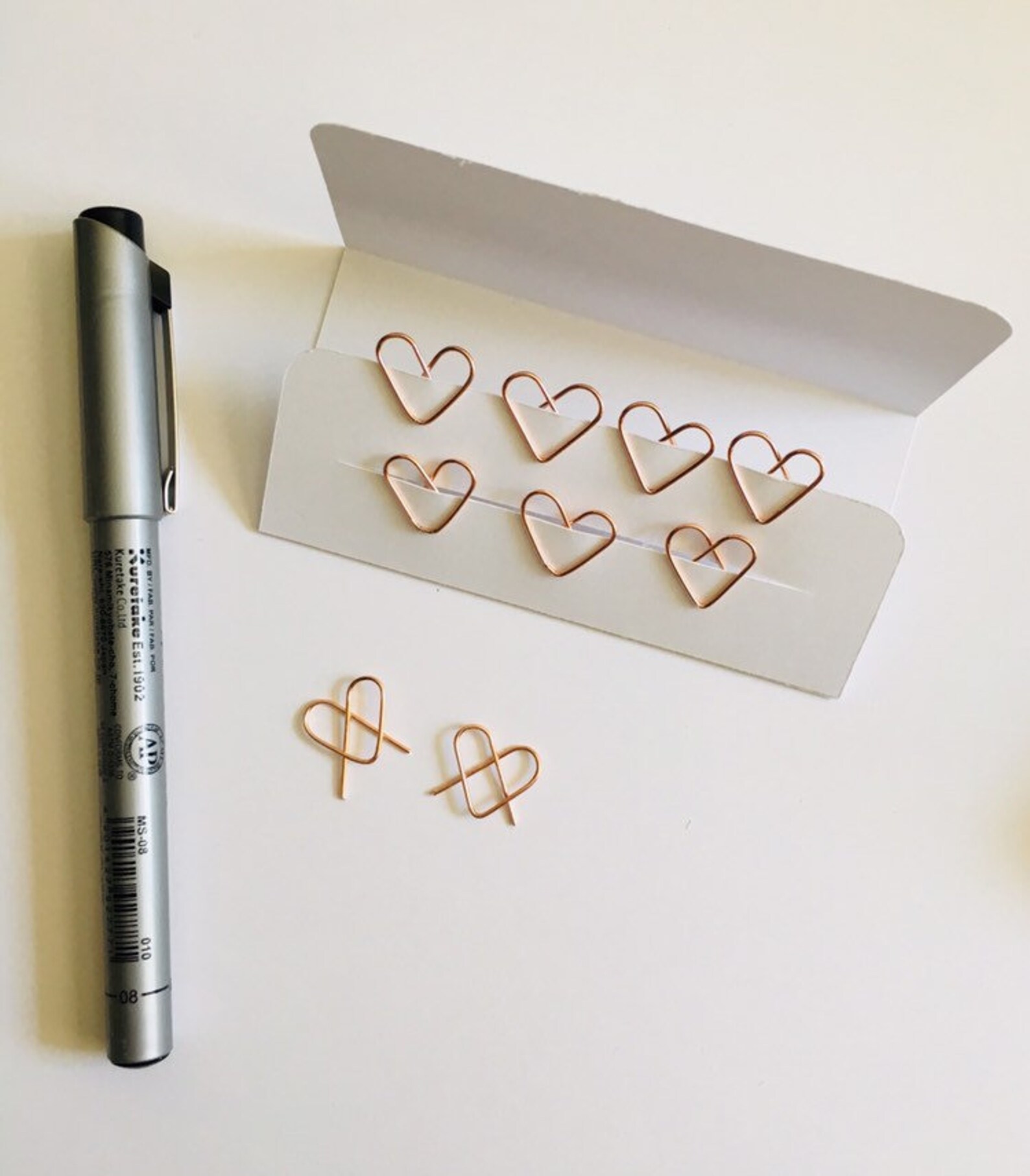 Rose Gold Heart Shaped Paper Clips Set of 7 Bullet Journal - Etsy