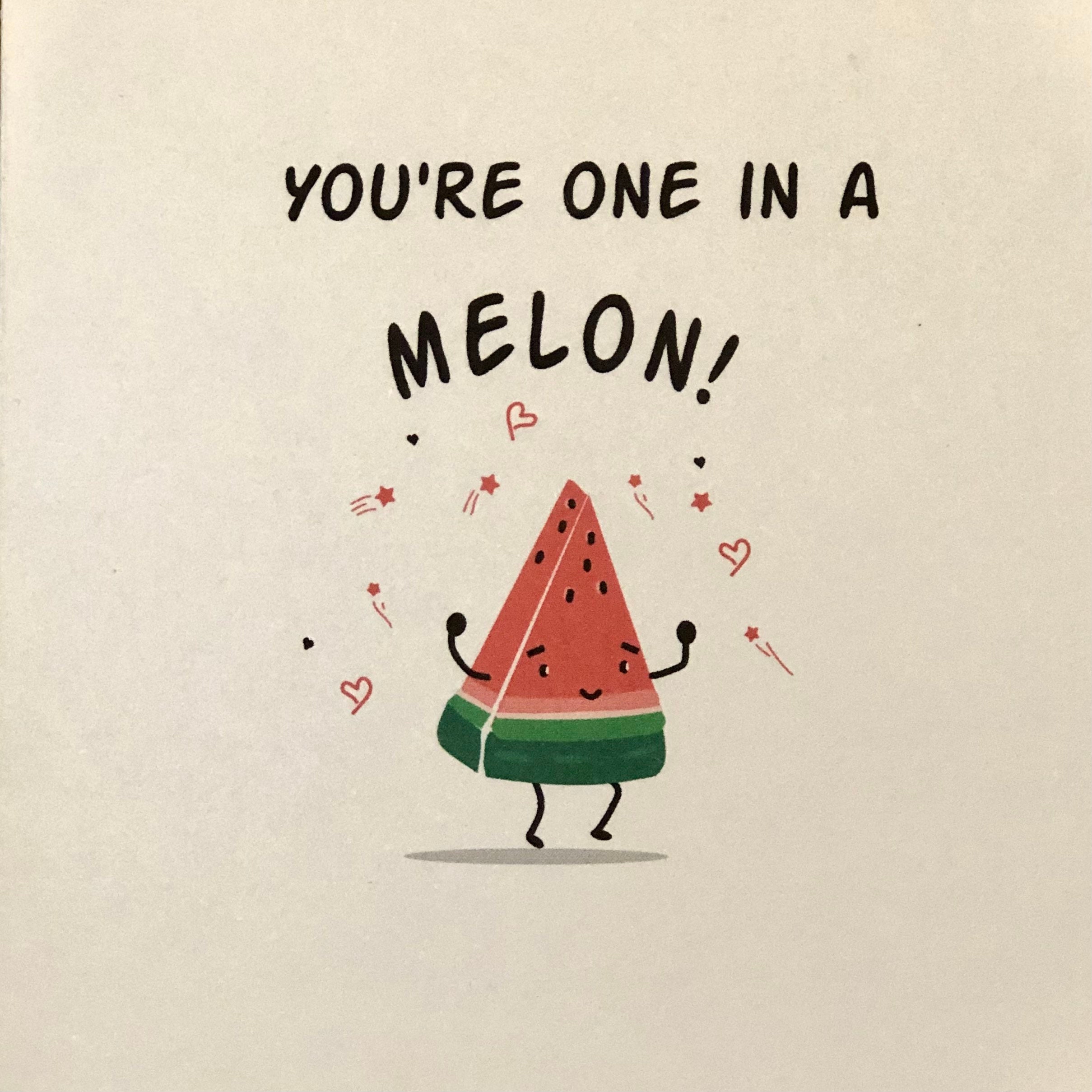 Youre One in a Melon Pun Greeting Card Printed on Recycled - Etsy UK