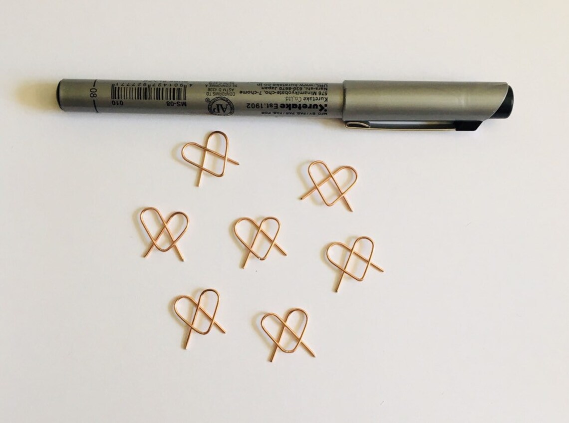 Rose Gold Heart Shaped Paper Clips Set of 7 Bullet Journal - Etsy