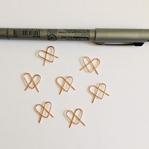 Rose Gold Heart Shaped Paper Clips Set of 7, Bullet Journal and Planner ...
