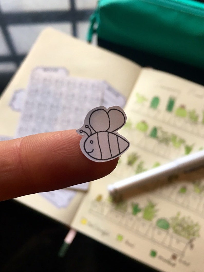 Cute Bee Sticker Sheet. Tracker stickers and decoration for | Etsy