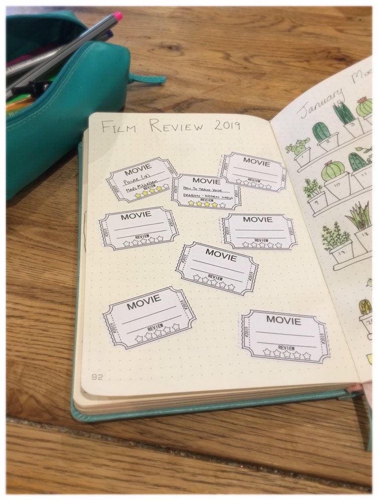 Movie Ticket Sticker Strip Film Review Tracker Stickers for | Etsy