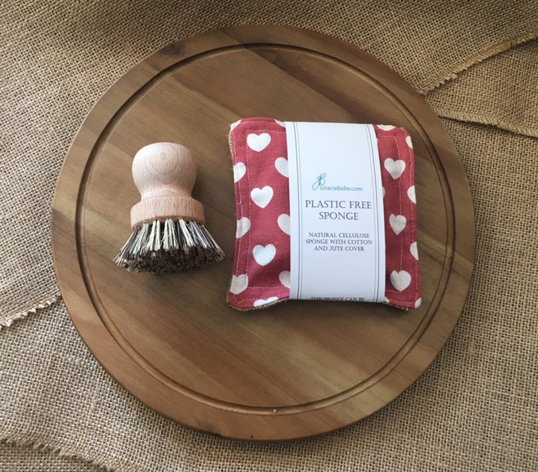 Plastic Free Kitchen Sponge and Pot Brush Set, Zero Waste and Fully ...