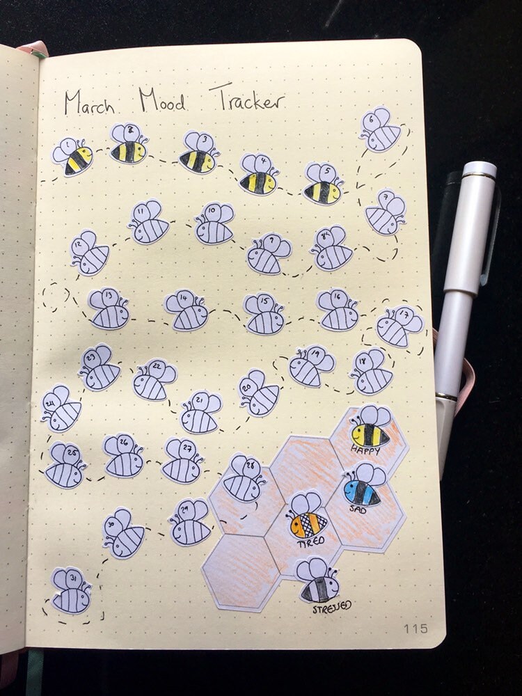 Cute Bee Sticker Sheet. Tracker Stickers and Decoration for | Etsy