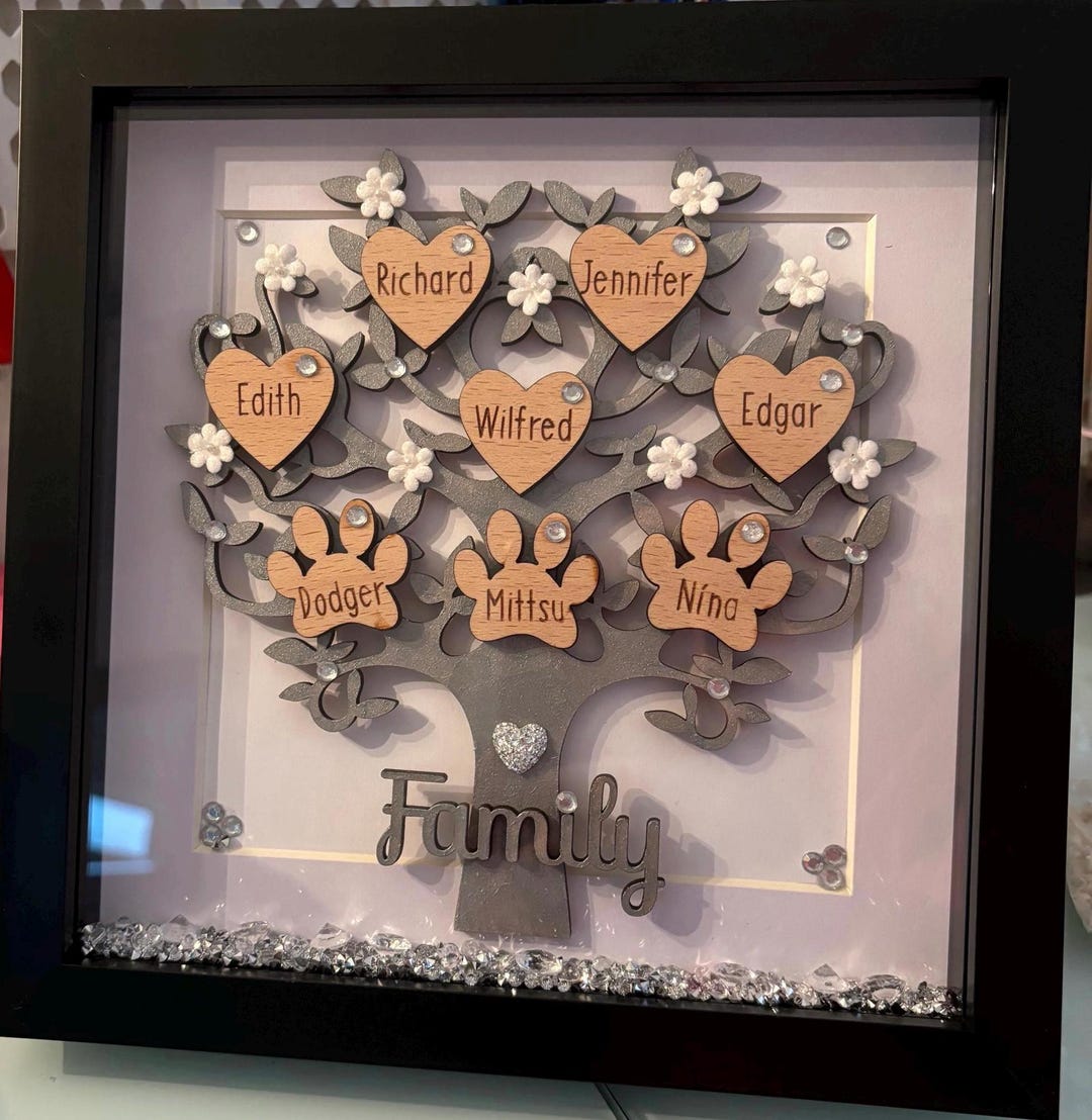 Family Tree Box Frames Personalised - Etsy