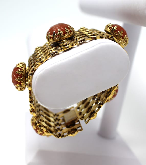 Vintage 1960 Gold-Toned Flat Link Panel Bracelet with… - Gem