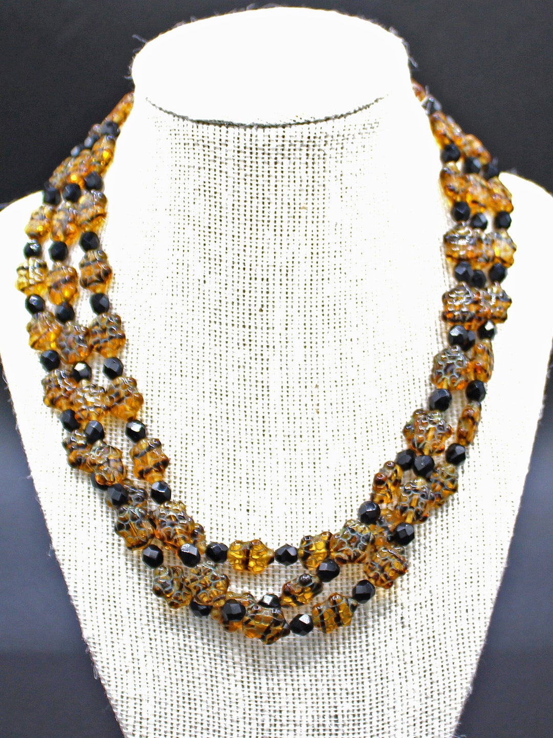 Signed Roderick Studios Three-strand Glass Beaded Necklace AMAZING ...