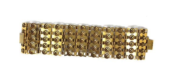 Vintage 1960 Gold-Toned Flat Link Panel Bracelet with… - Gem