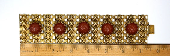 Vintage 1960 Gold-Toned Flat Link Panel Bracelet with… - Gem