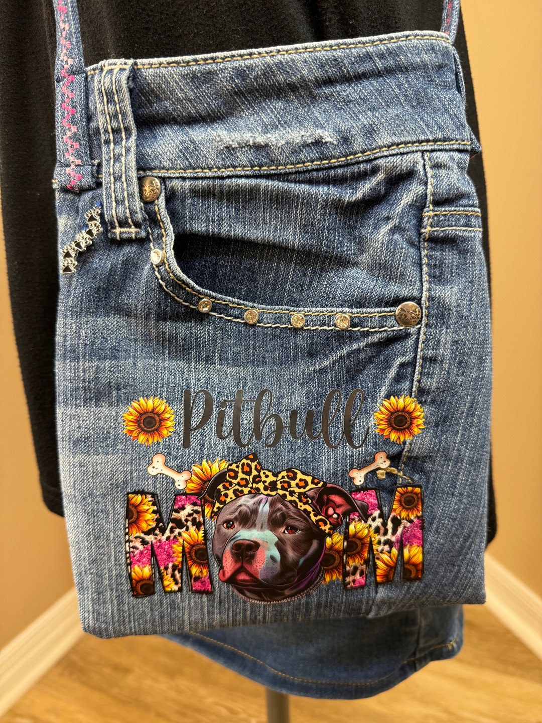 Pitbull Dog - Upcycled Denim Shoulder/crossbody Purse Made From ...