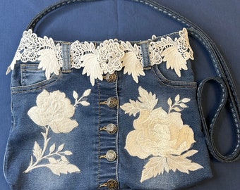 Upcycled Denim Shoulder/crossbody Purse Made From Recycled Jeans - Etsy