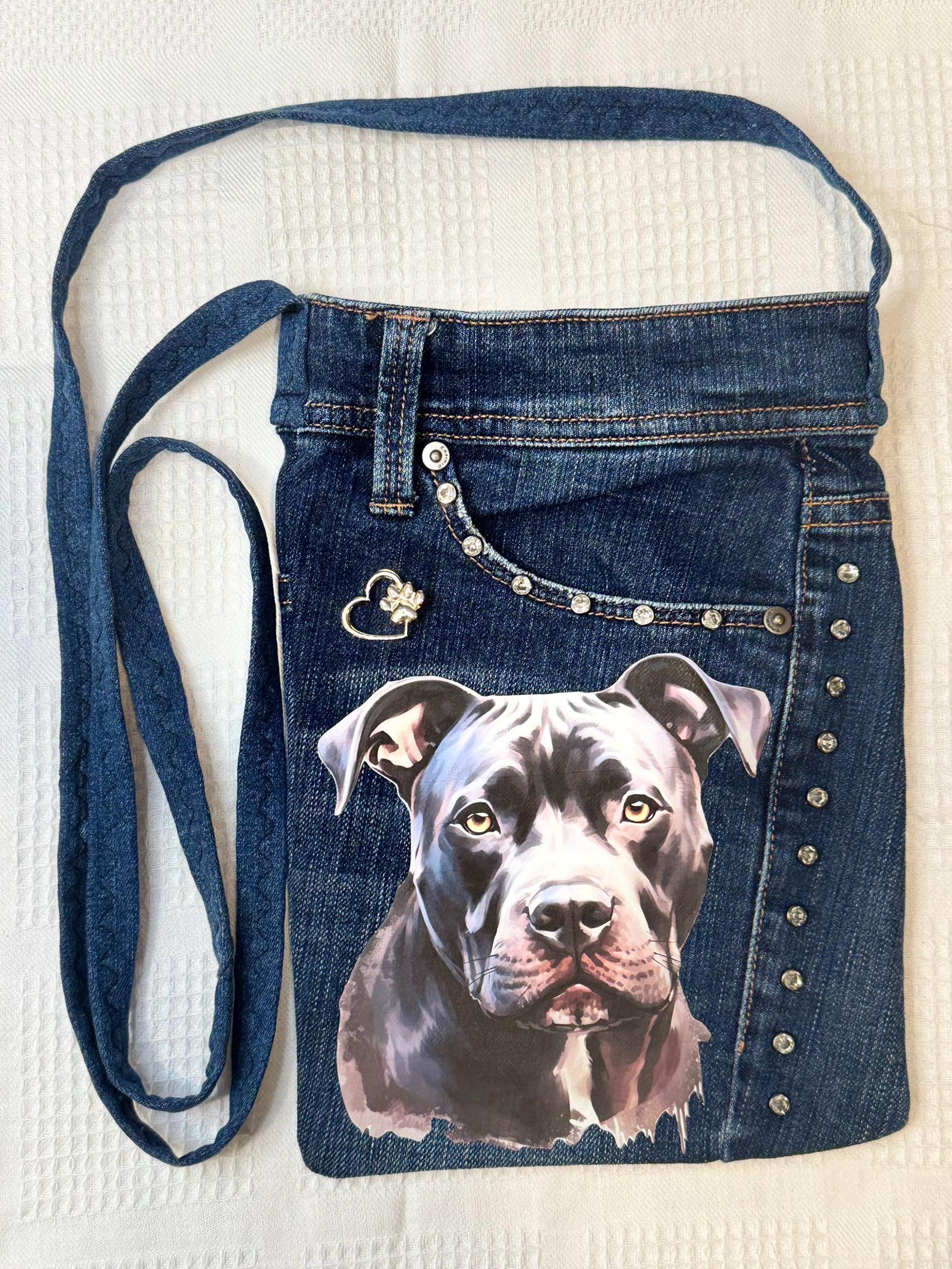 Pitt Bull - Upcycled Denim Shoulder/crossbody Purse Made From Recycled ...