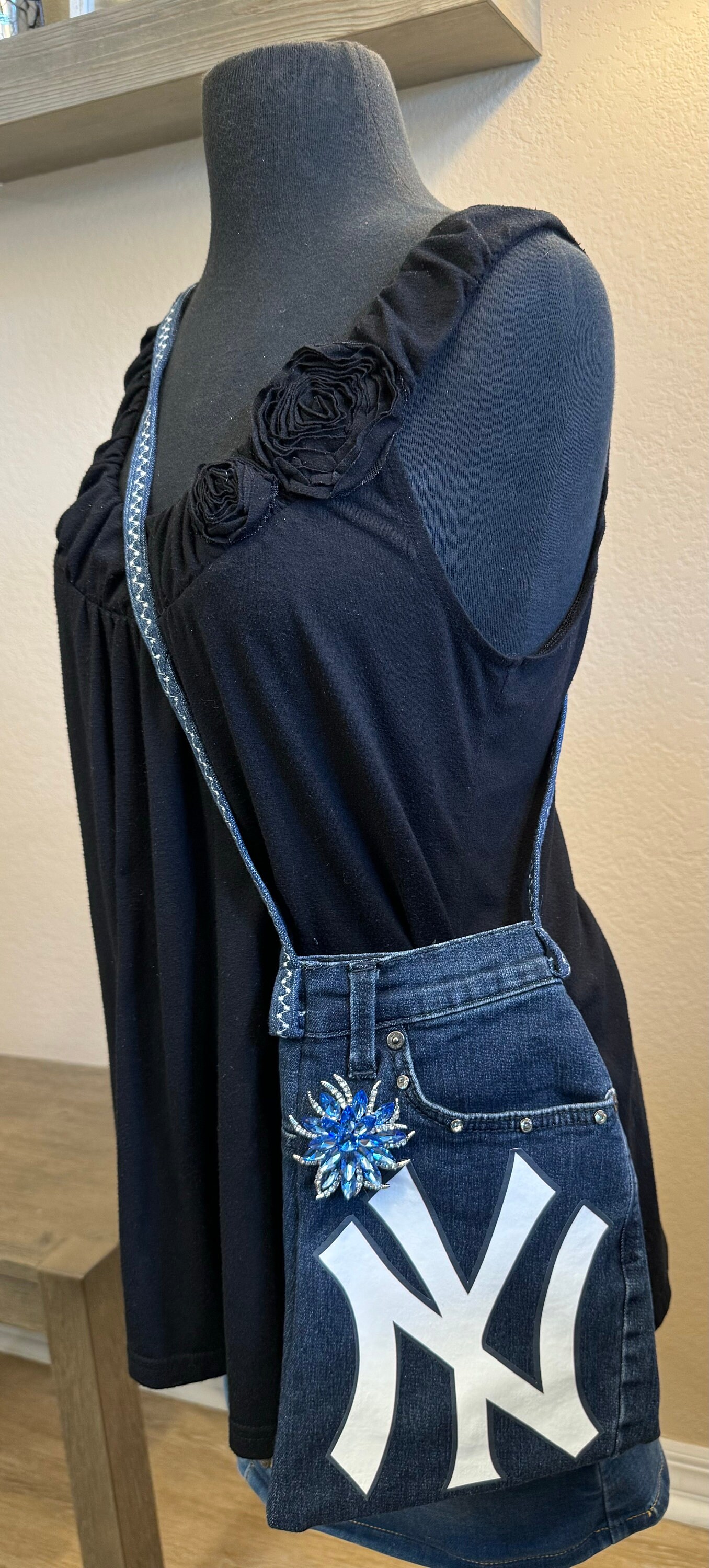 New York Yankees Upcycled Denim Shoulder/crossbody Purse Made From ...