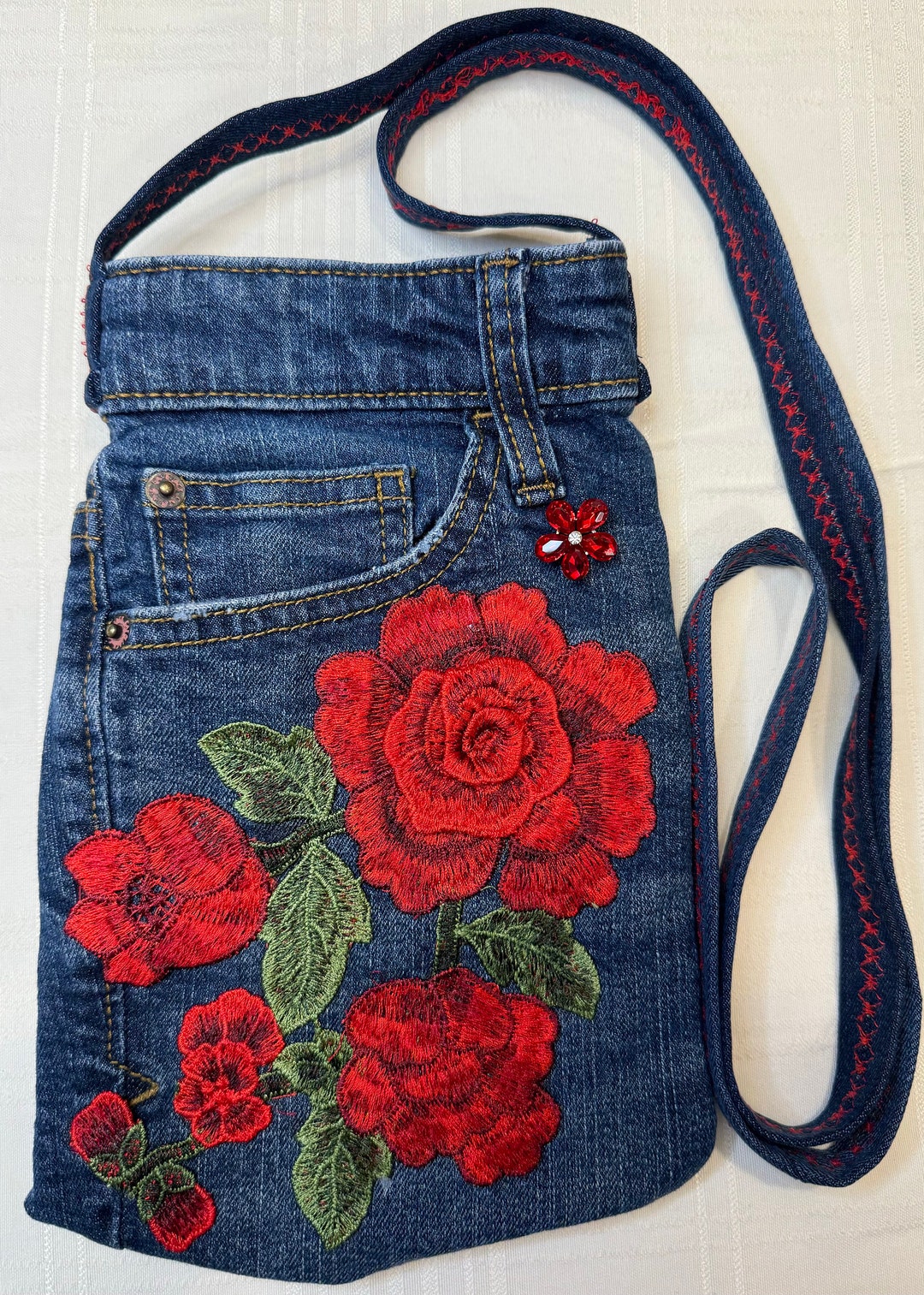 Upcycled Denim Shoulder/crossbody Purse Made From Recycled Jeans - Etsy