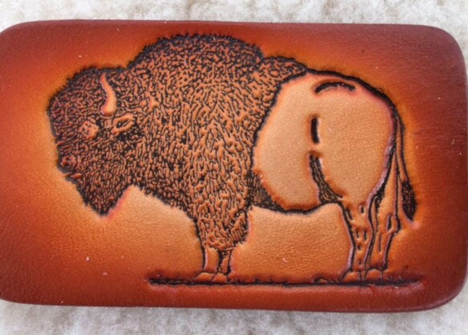 Handmade Leather Buffalo Key Tag - Etsy