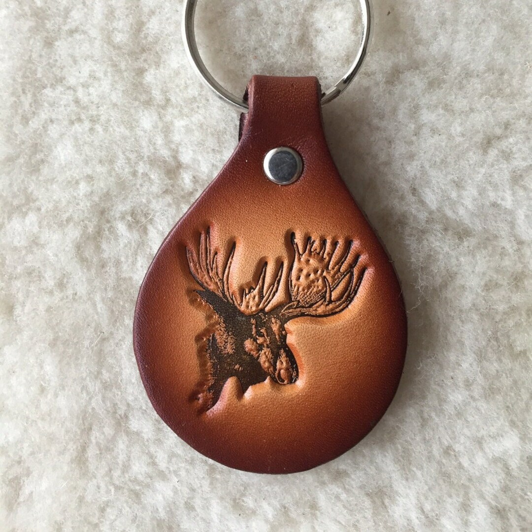 Handmade Leather Moose Key Tag - Etsy