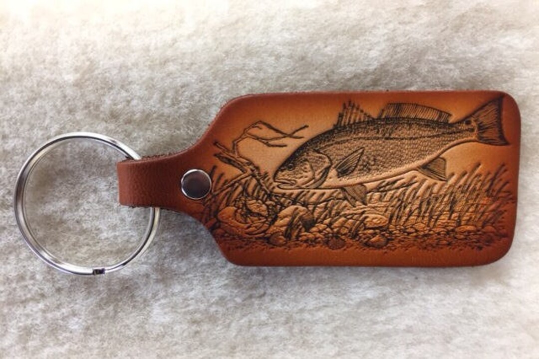 Handmade Leather Red Drum Key Tag - Etsy