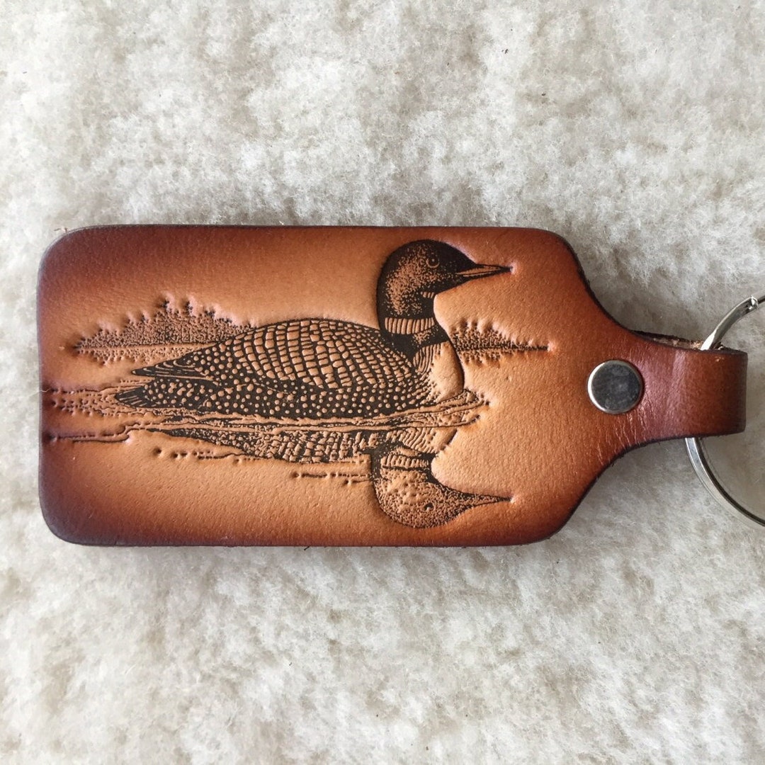 Handmade Leather Loon Key Tag - Etsy
