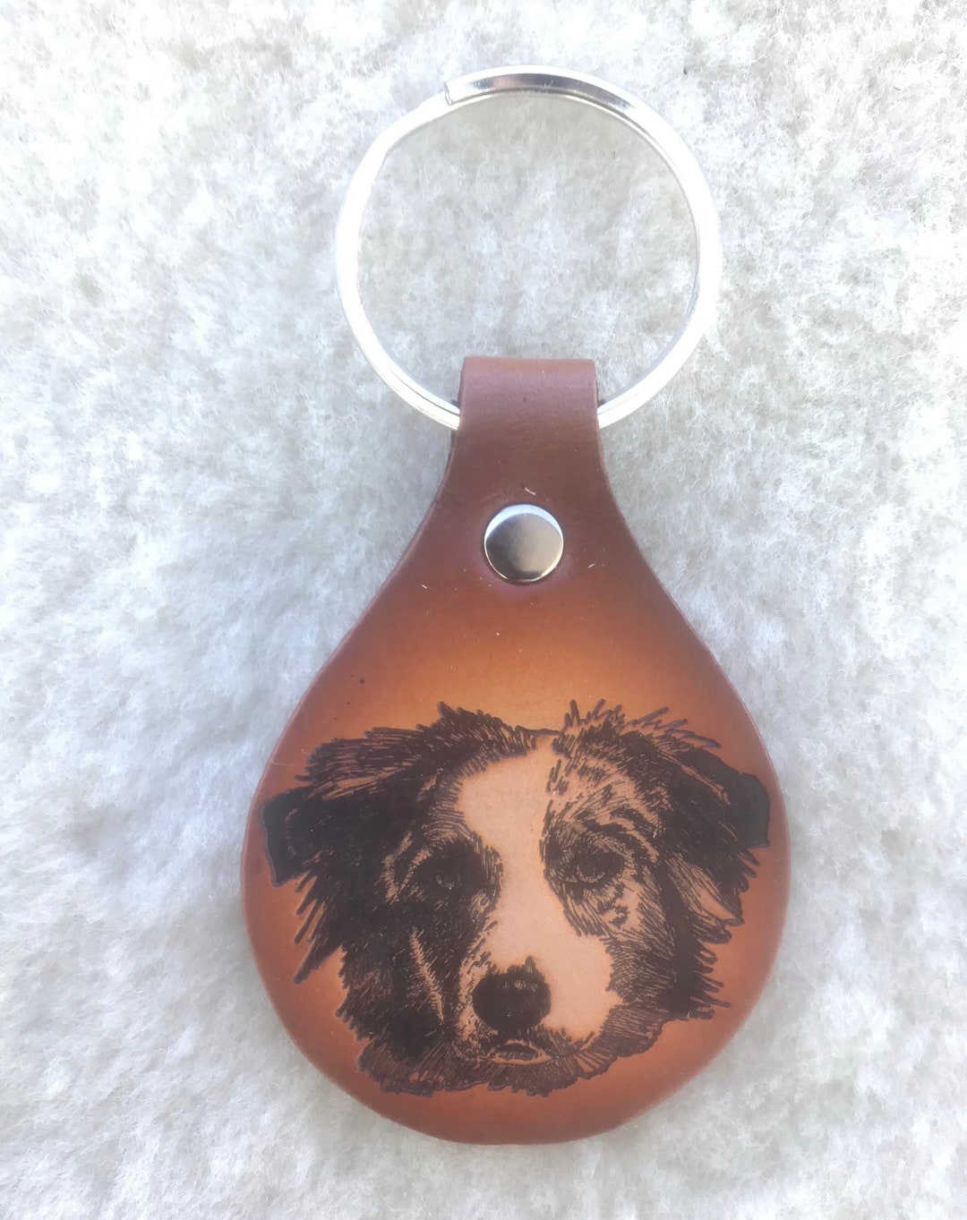 Handmade Leather Australian Shepherd Key Tag - Etsy
