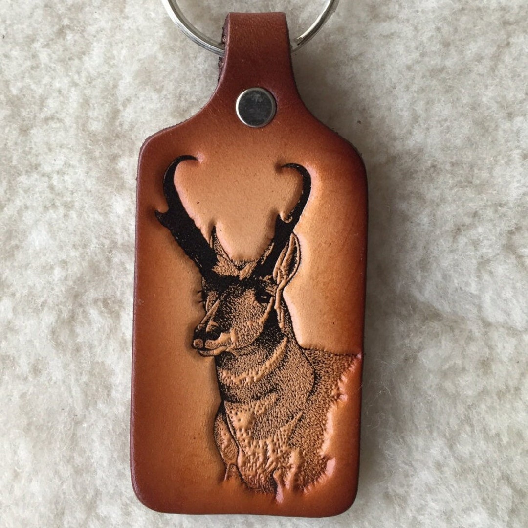 Handmade Leather Antelope Key Tag - Etsy
