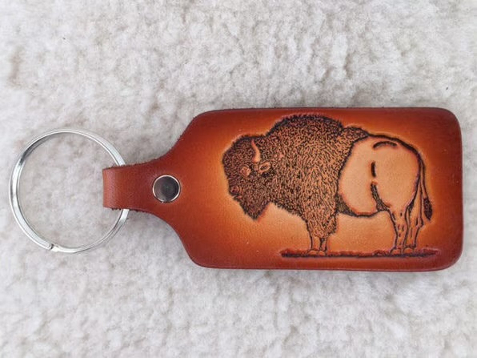 Handmade Leather Buffalo Key Tag - Etsy