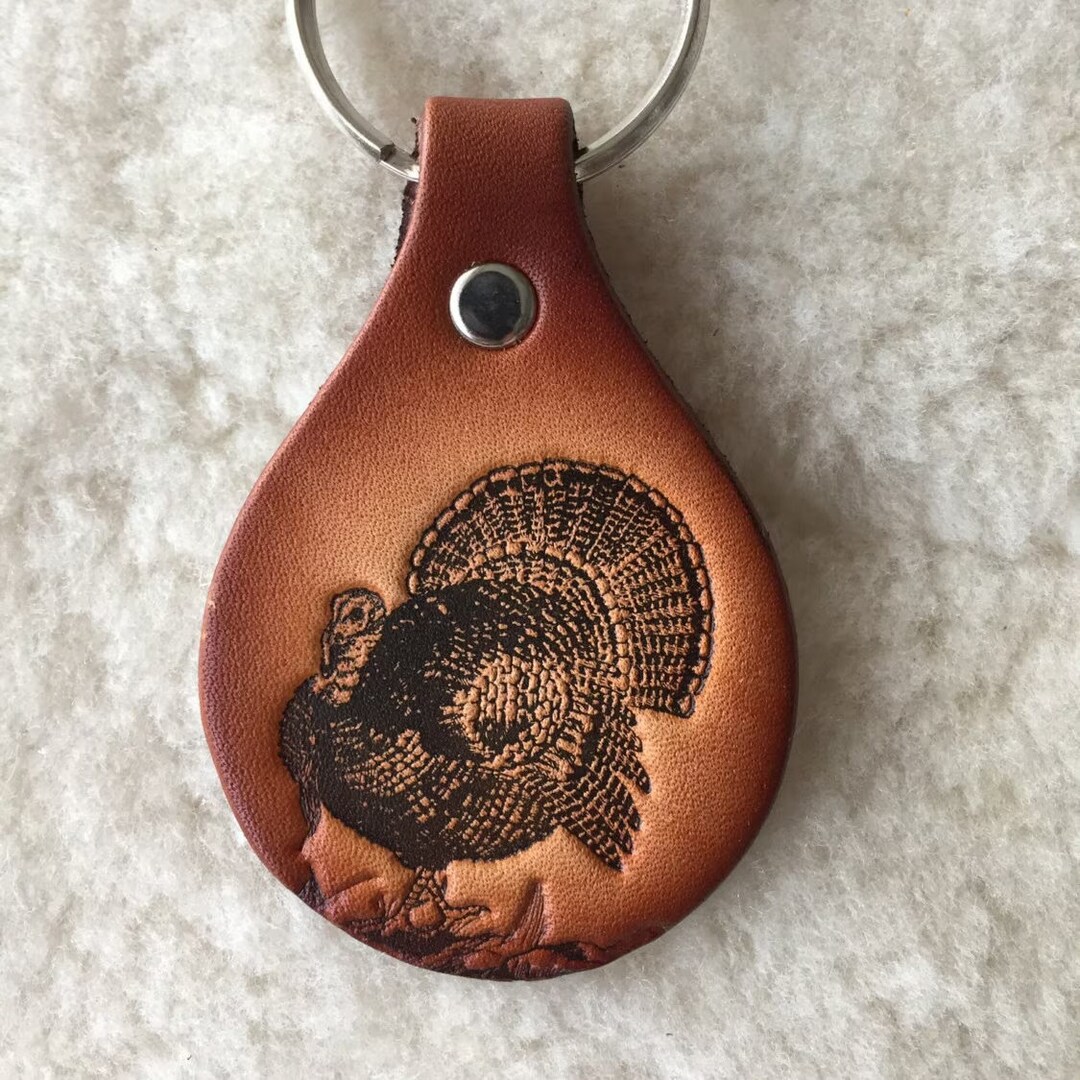 Handmade Leather Turkey Key Tag - Etsy