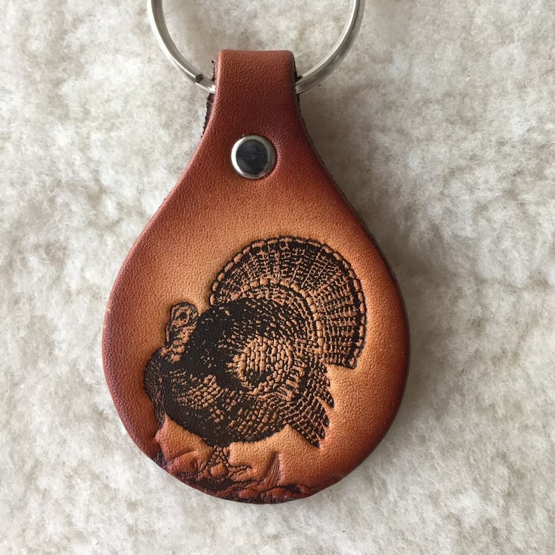 Handmade Leather Turkey Key Tag - Etsy