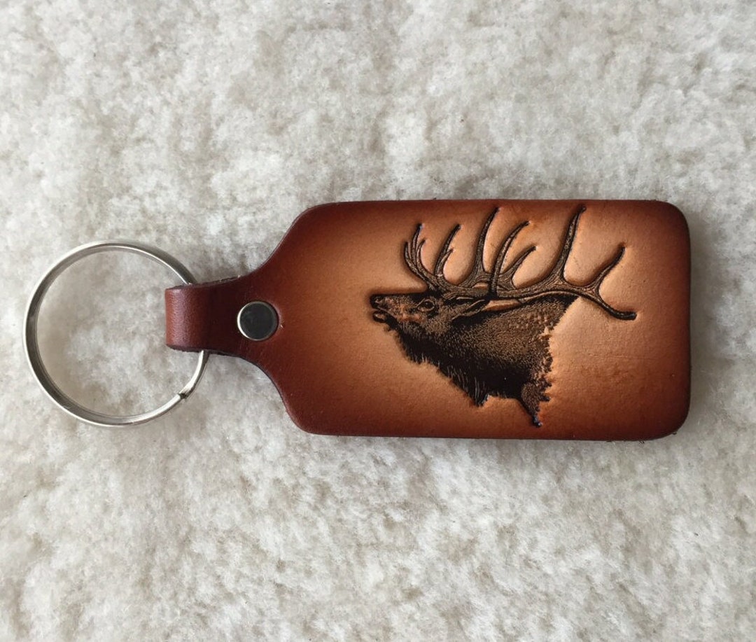 Handmade Leather Elk Key Tag - Etsy
