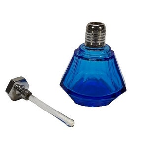 Antique Volupte Perfume Dauber Bottle Blue Cut Crystal Art Deco Chrome ...