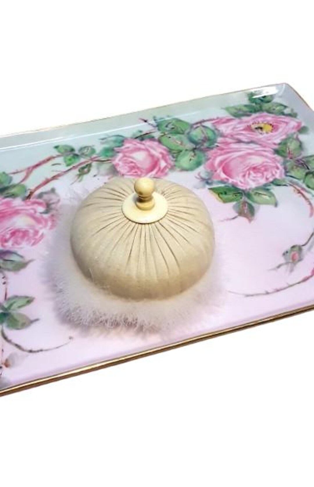 Antique Swansdown Powder Puff: Victorian Vanity Decor, Bone Handle - Etsy