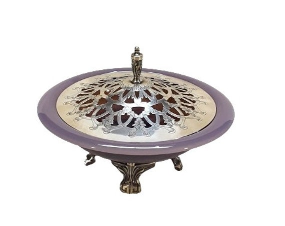 Antique Cambridge Helio Glass Console Bowl With Silver Plate - Etsy