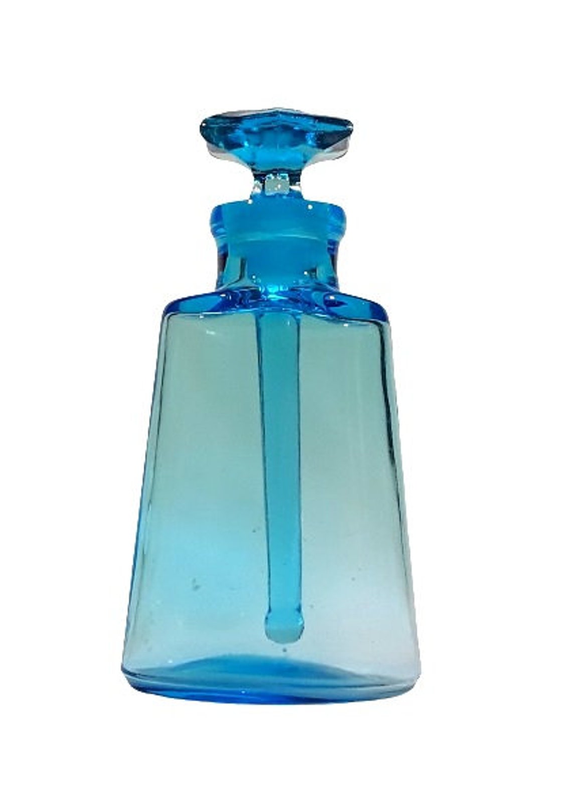 Antique Tiffin Oval Perfume Bottle 5774 Blue Glass Art Deco Cologne ...