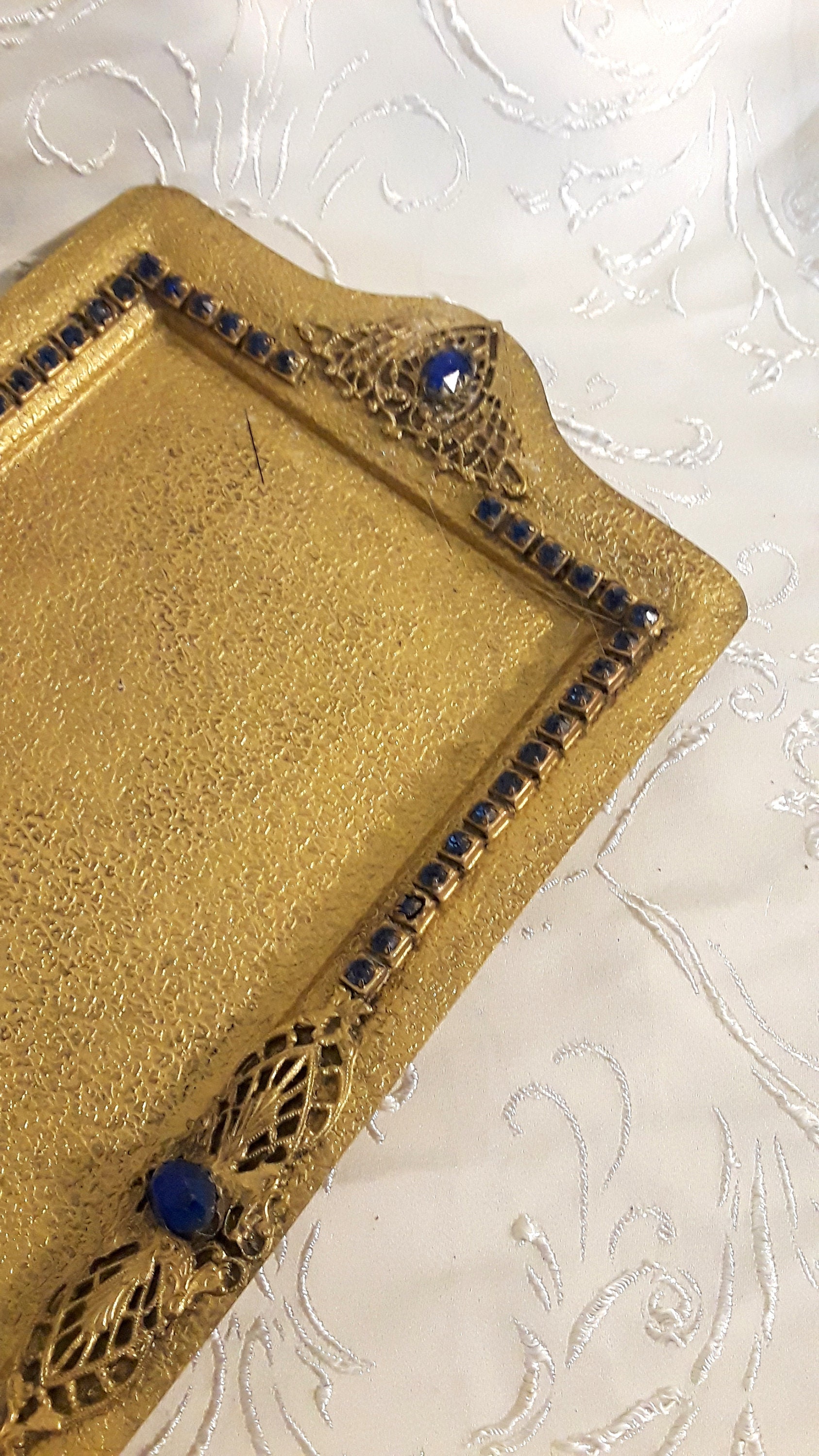 Antique Jeweled Vanity Tray Silvercraft 1920s Rectangular Blue - Etsy