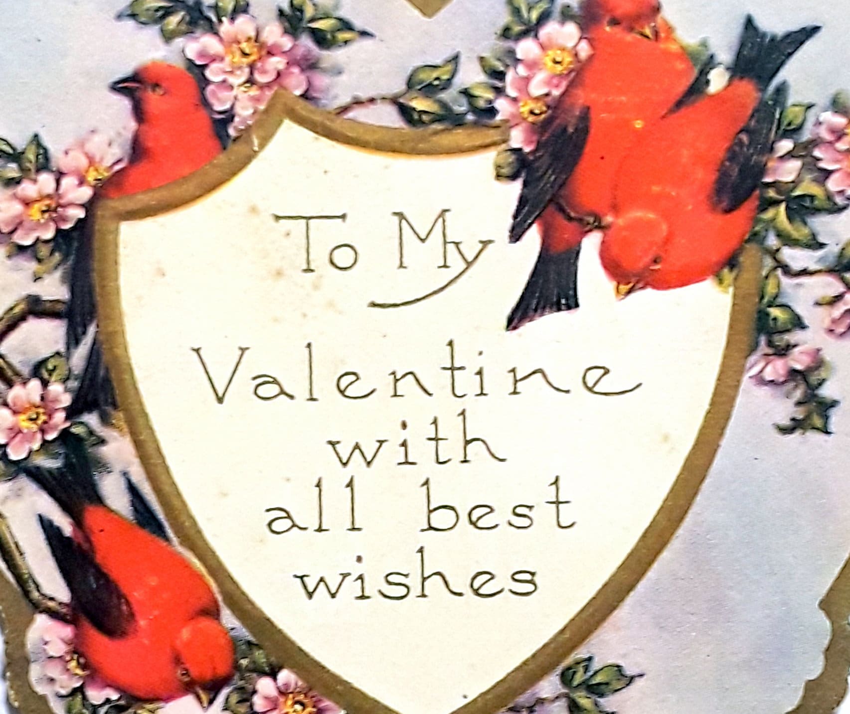 Antique Victorian Valentine Card Heart Shape Embossed Paper Romantic ...