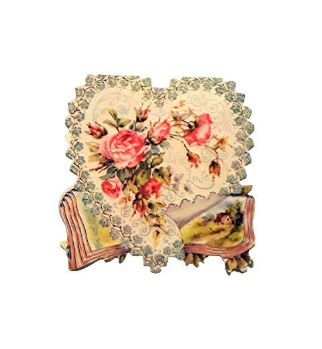 Antique Victorian Valentine Card Heart Shape Embossed Paper Romantic ...