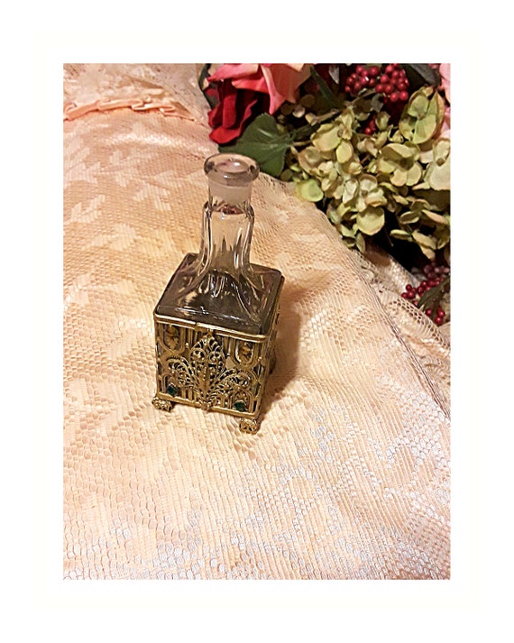 Antique Jeweled Perfume Caddy 1920s Ormolu Filigree | Etsy