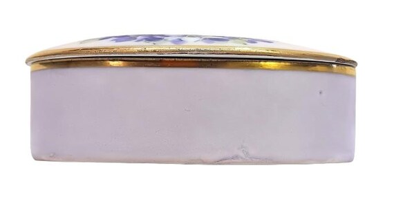 Antique Trinket Box Hand Painted Violets Victorian Ha… - Gem