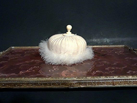 Antique Victorian Powder Puff Swansdown Feather White Silk | Etsy