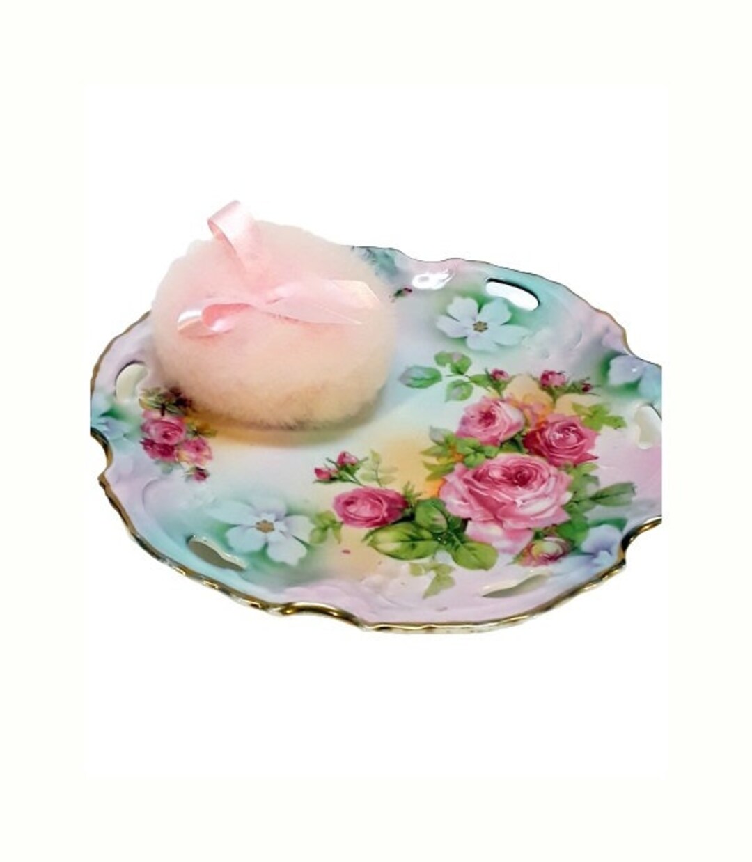 Antique Victorian Powder Puff Swansdown Feather 3.75" Pale Pink Cygne ...