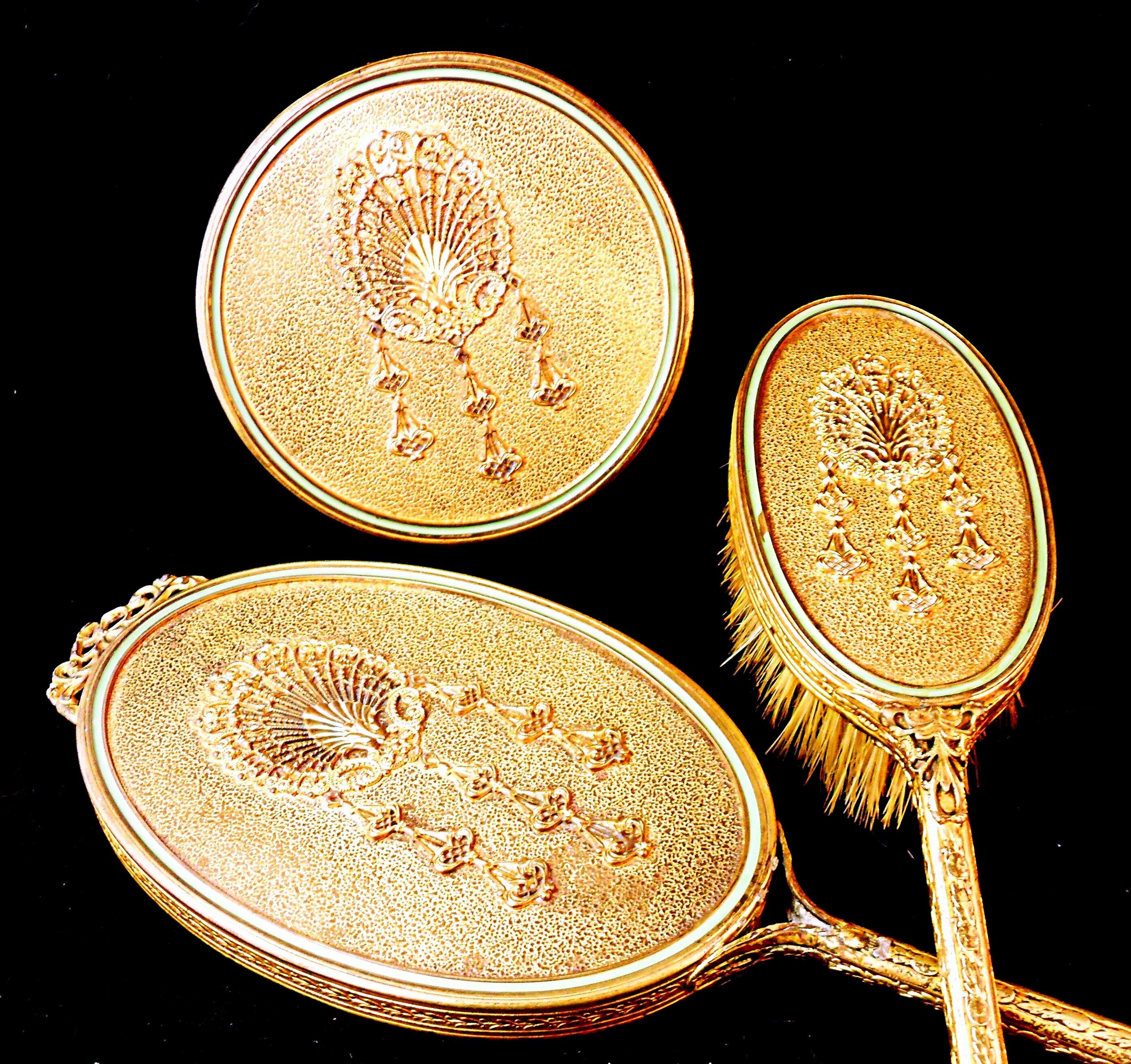 Antique Apollo Studios Vanity Set: 1920s Art Deco, Gilded Metal - Etsy