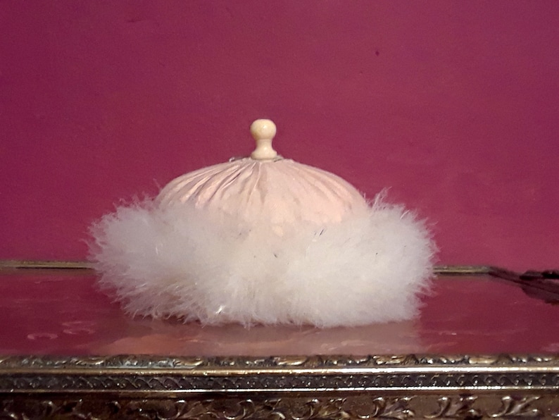 Antique Victorian Powder Puff Swansdown Feather 3 Pink Silk Cygne ...