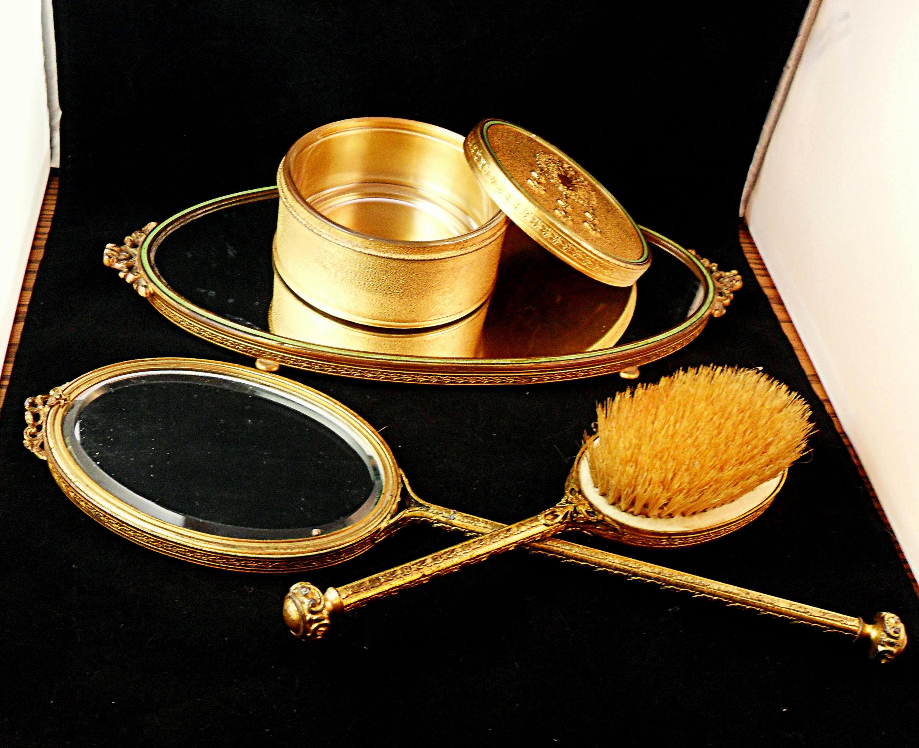 Antique Apollo Studios Vanity Set: 1920s Art Deco, Gilded Metal - Etsy