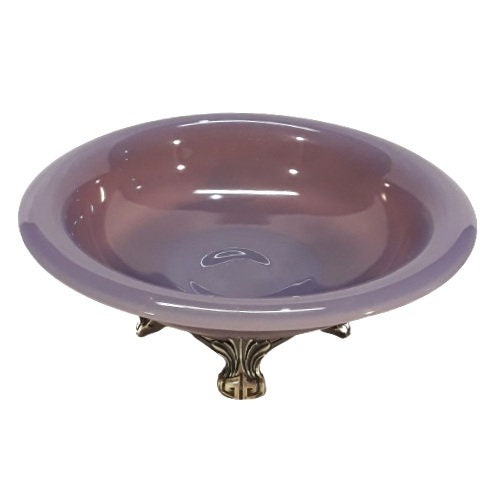 Antique Cambridge Helio Glass Console Bowl With Silver Plate Pierced ...