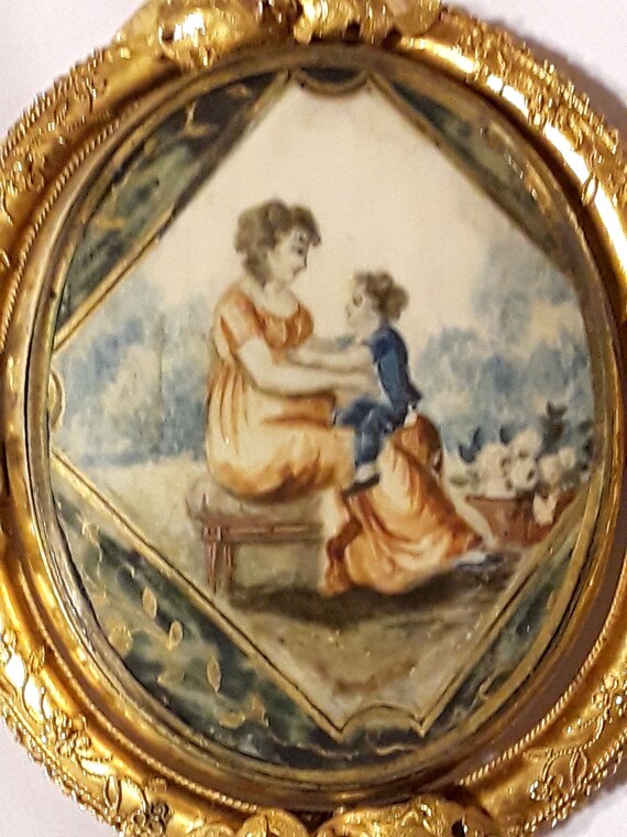 Antique Georgian Regency Miniature Portrait Swivel Mo… - Gem