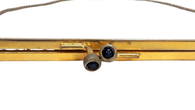 Antique Purse Frame Brass Sapphire Glass Jewels Victorian Edwardian ...