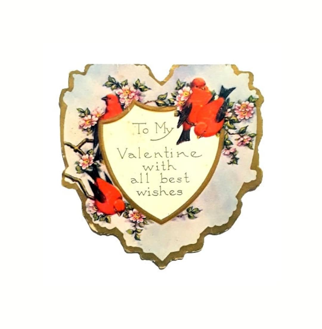 Antique Victorian Valentine Card Heart Shape Embossed Paper Romantic ...