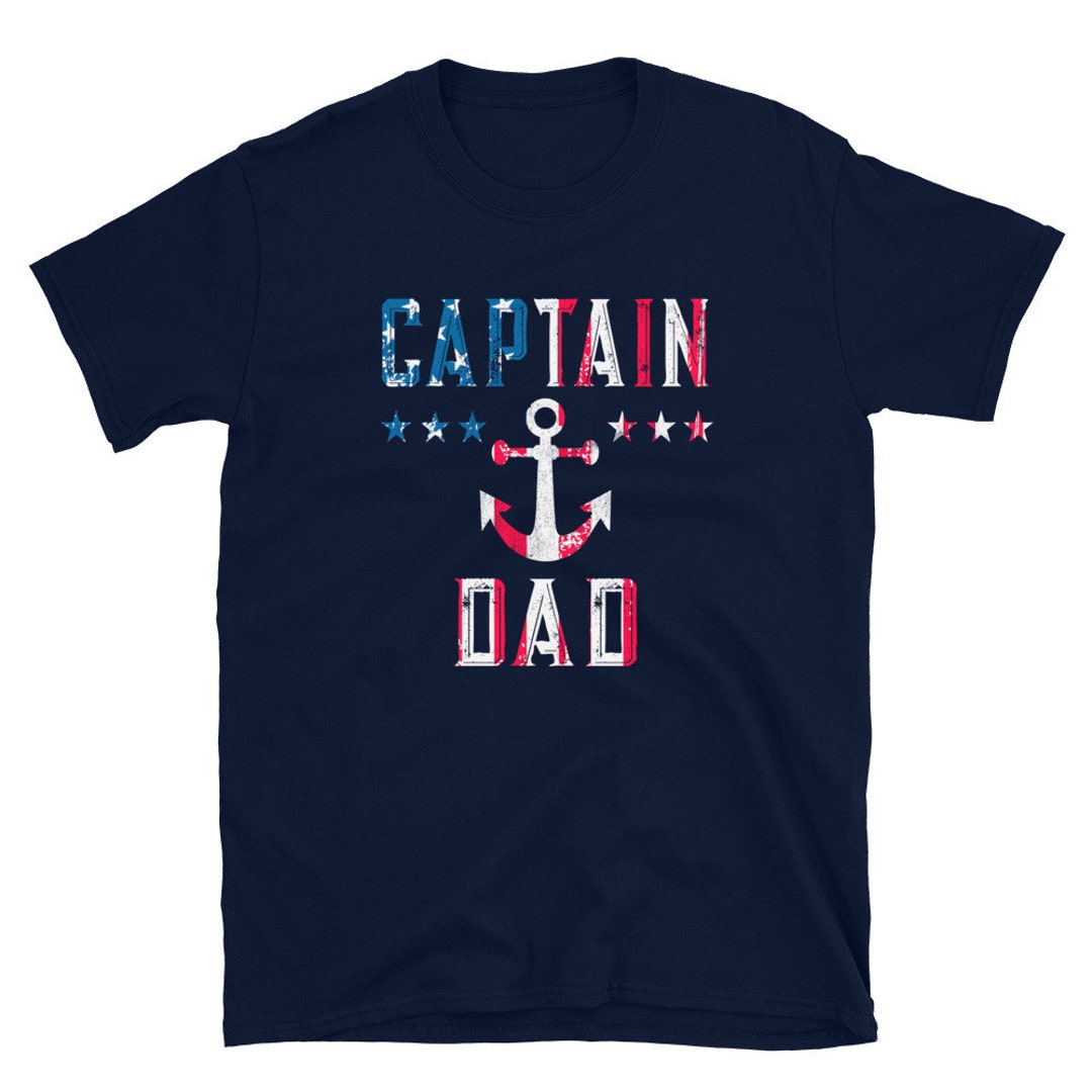 Patriotic Captain Dad American Flag Boating T-shirt / Personalized ...