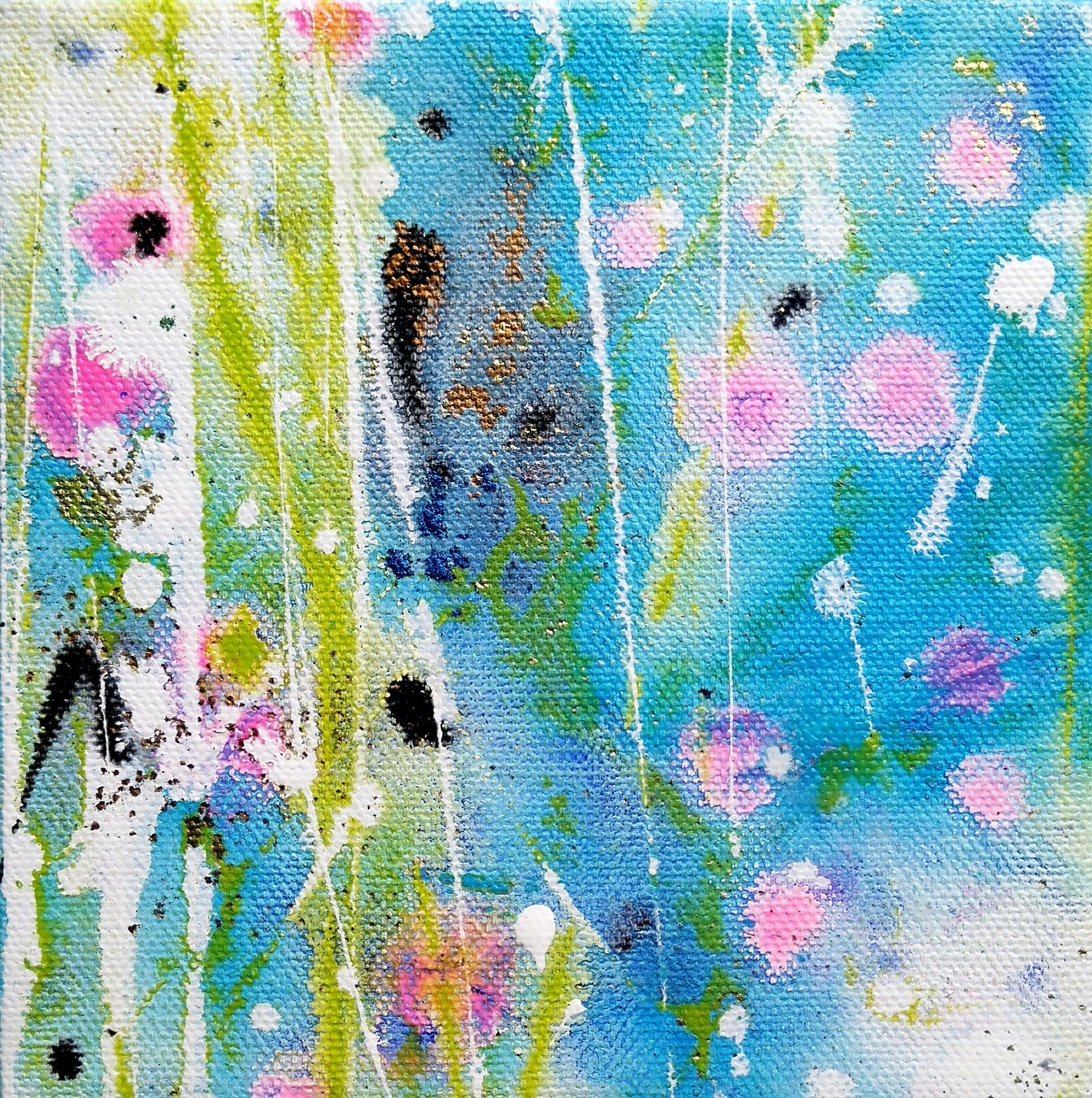 Dew Drops Painting 12" / Original Expressionism / Dripping Style ...