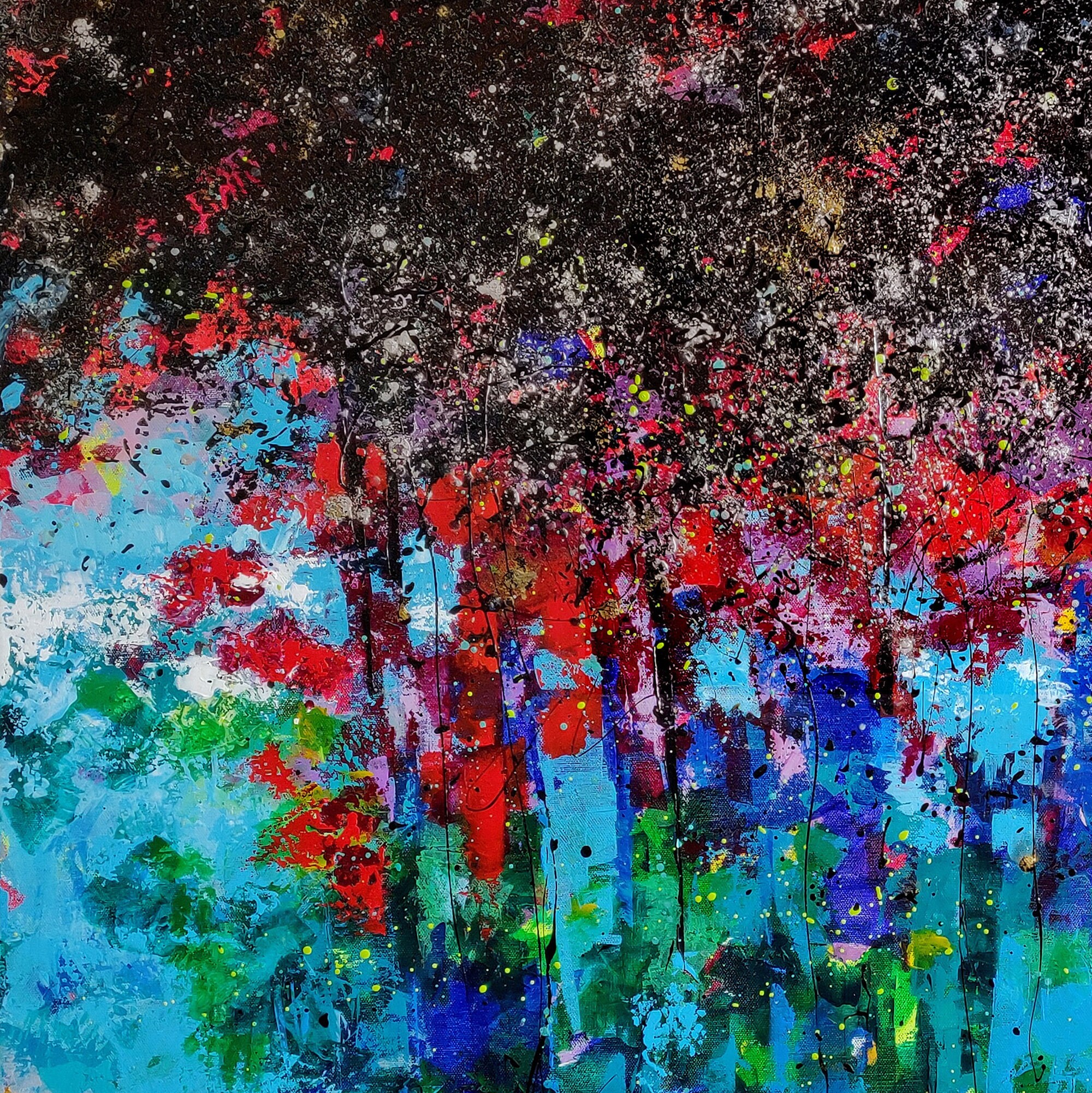 Abstract Painting / Original Ravens Art / Large Birds Artwork / Tree ...