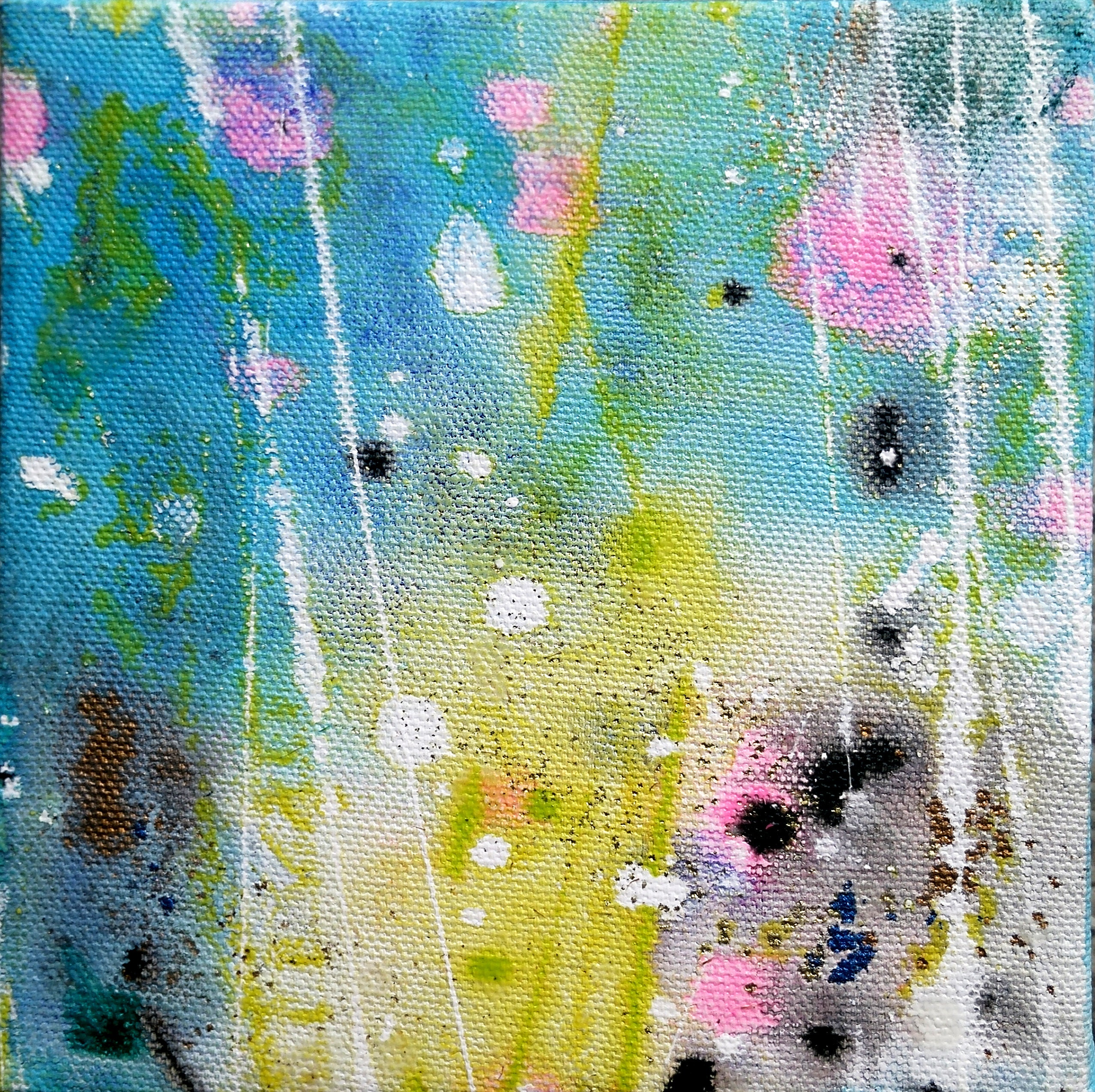 Dew Drops Painting 12" / Original Expressionism / Dripping Style ...